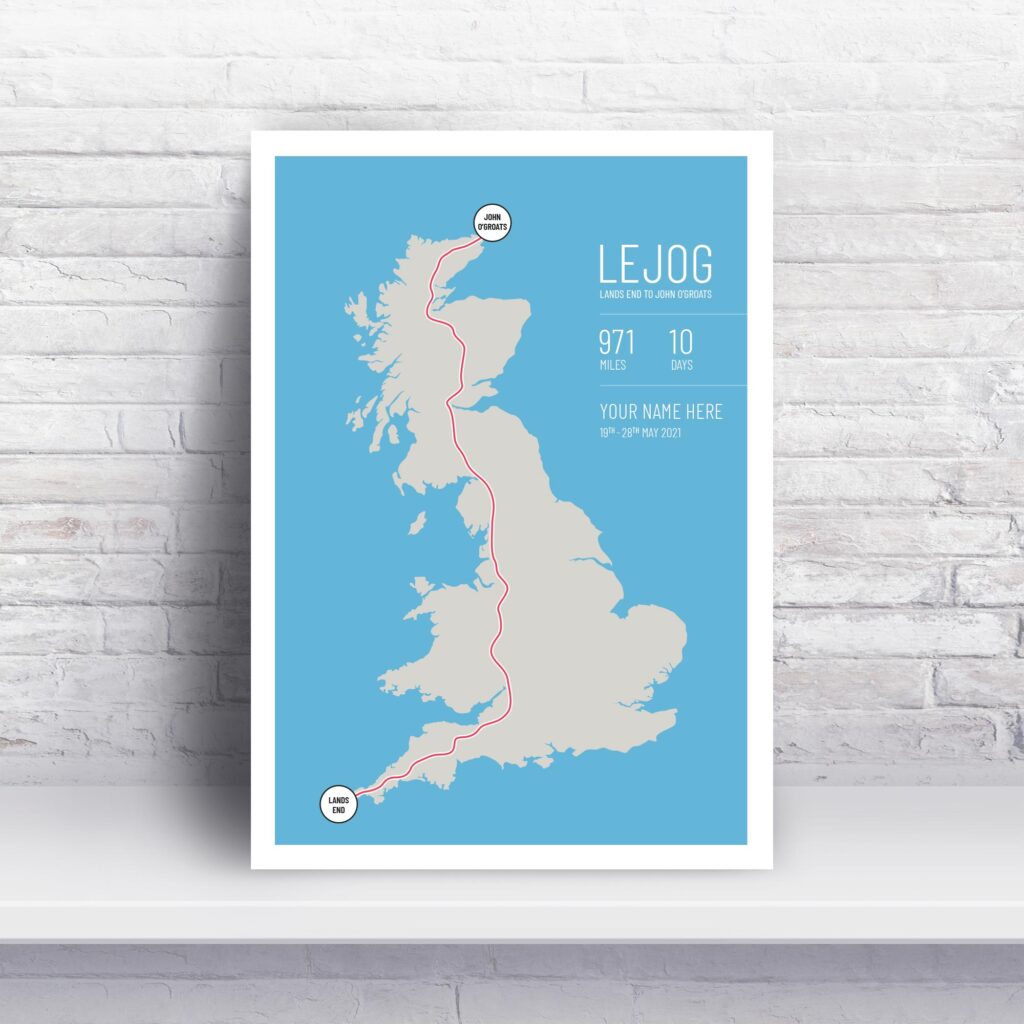 LEJOG Print | JOGLE Gift | Personalised Lands End John O'Groats Poster