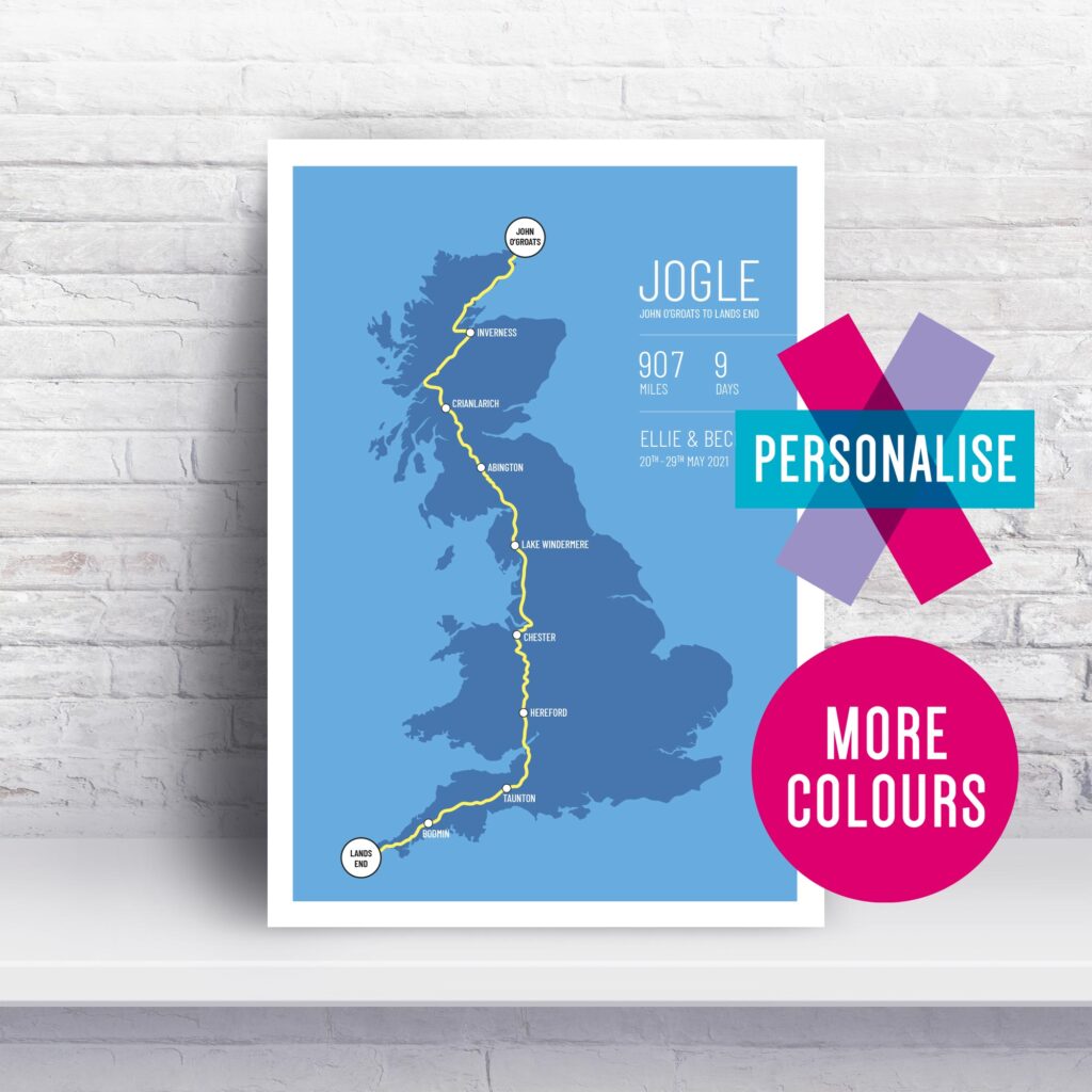 LEJOG Print | JOGLE Gift | Personalised Lands End John O'Groats Poster
