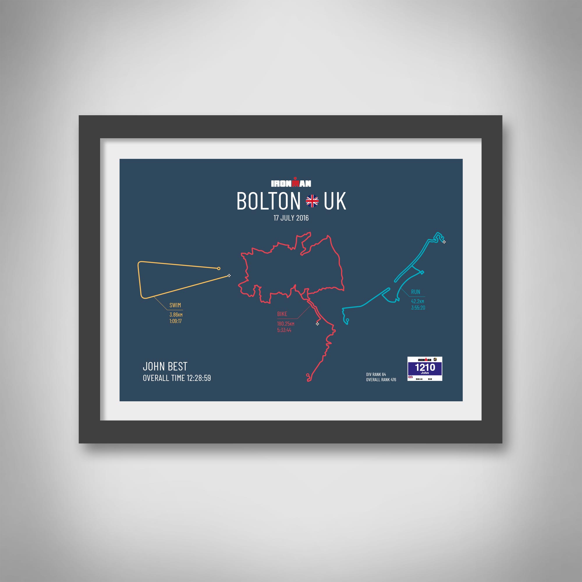 Personalised Ironman UK Bolton Print – Full or Half 70.3 Ironman Bolton ...