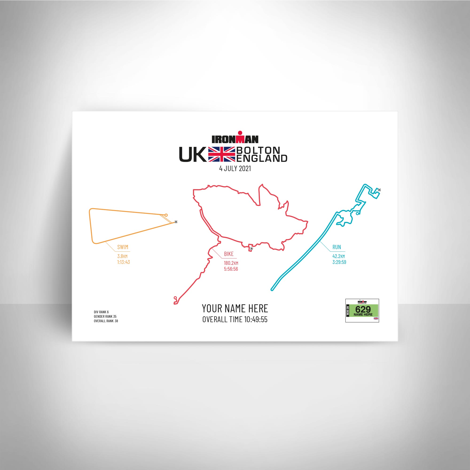 Personalised Ironman UK Bolton Print – Full or Half 70.3 Ironman Bolton ...