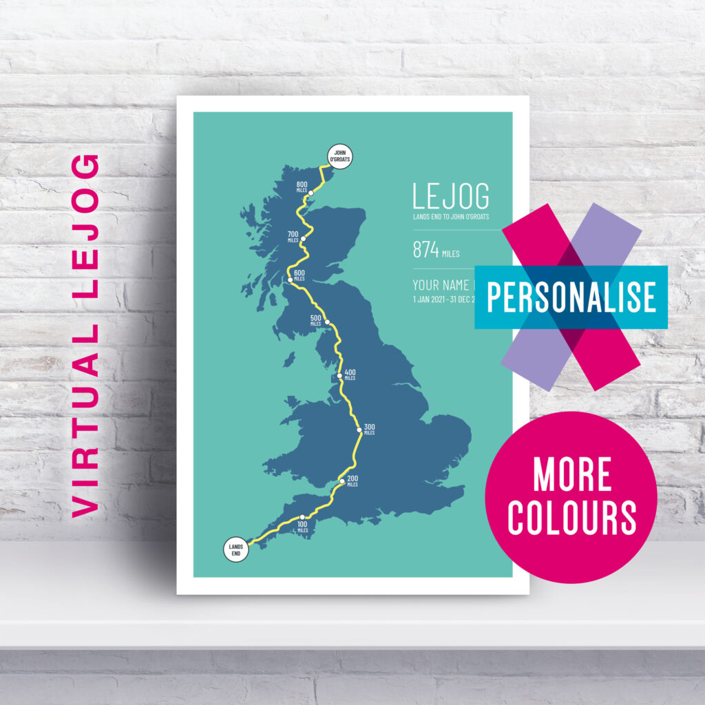 Virtual LEJOG Challenge Print - Virtual Lands End John O’Groats Gift