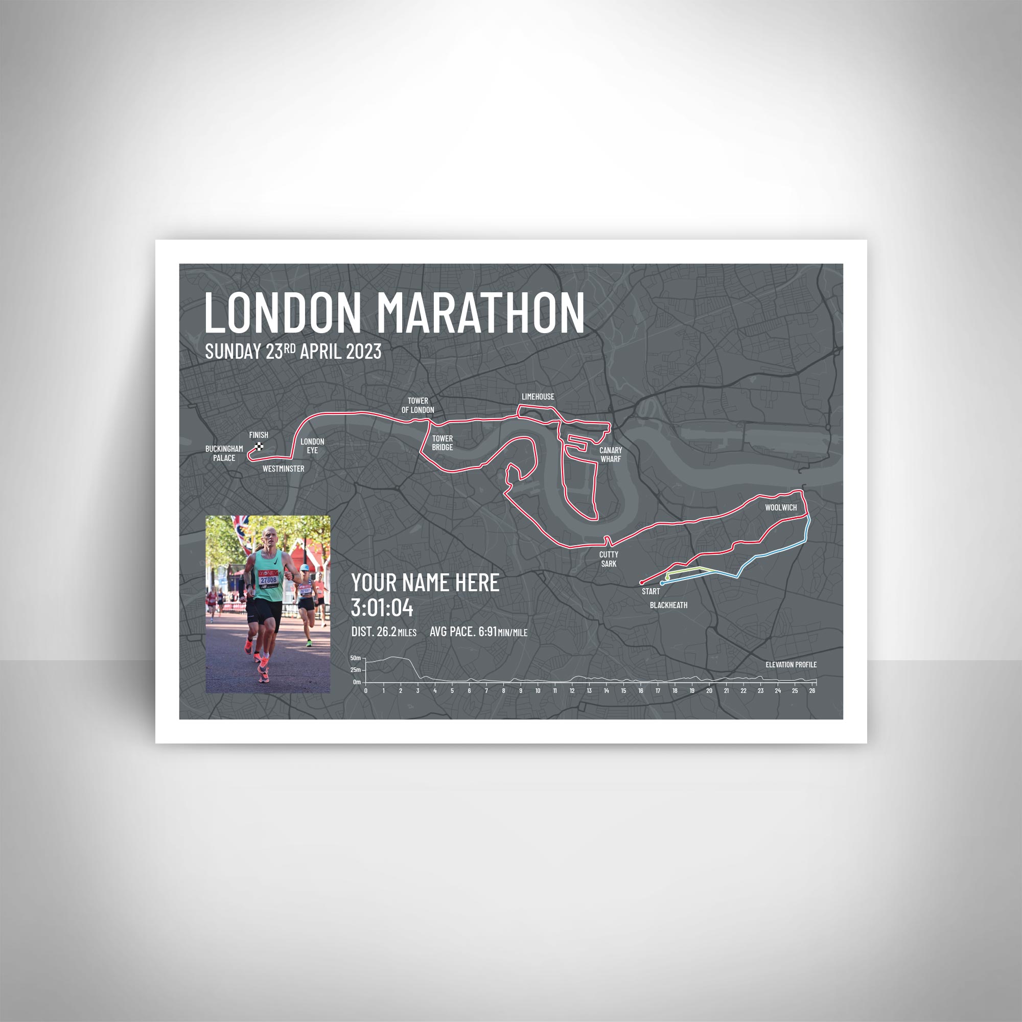 London Marathon Print - Personalised London Marathon Gift