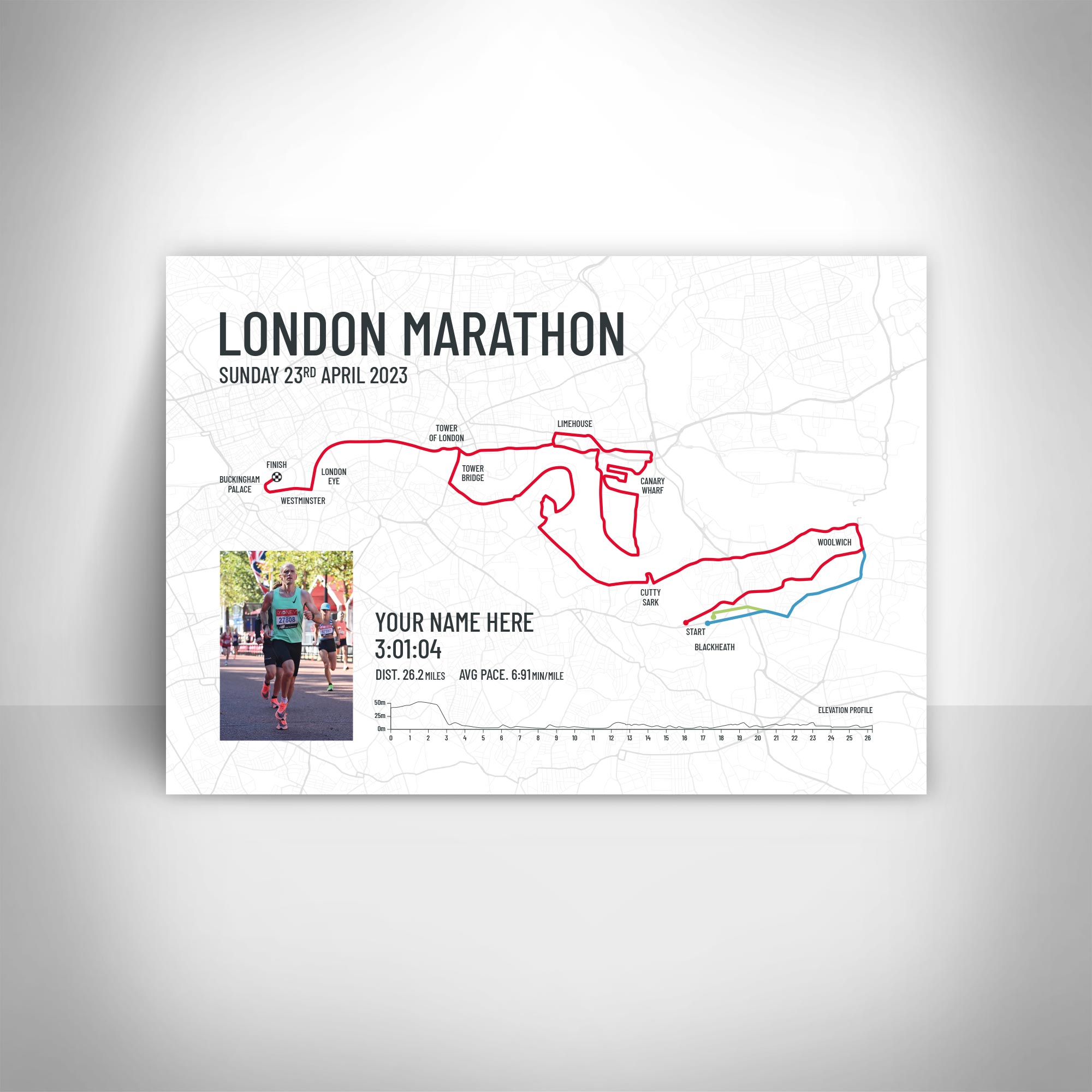 London Marathon Print - Personalised London Marathon Gift