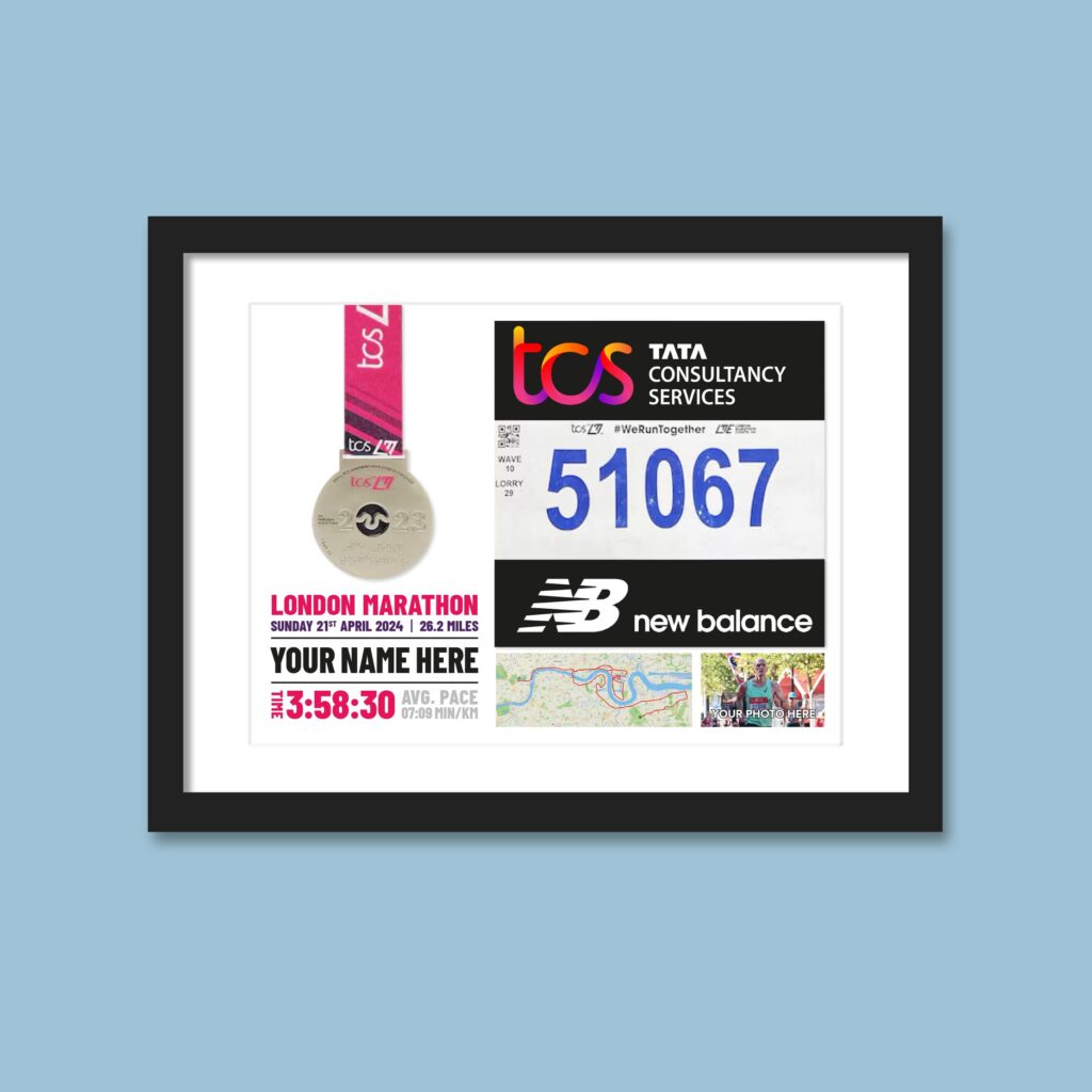 London Marathon Medal & Bib Framed Print - Any Year